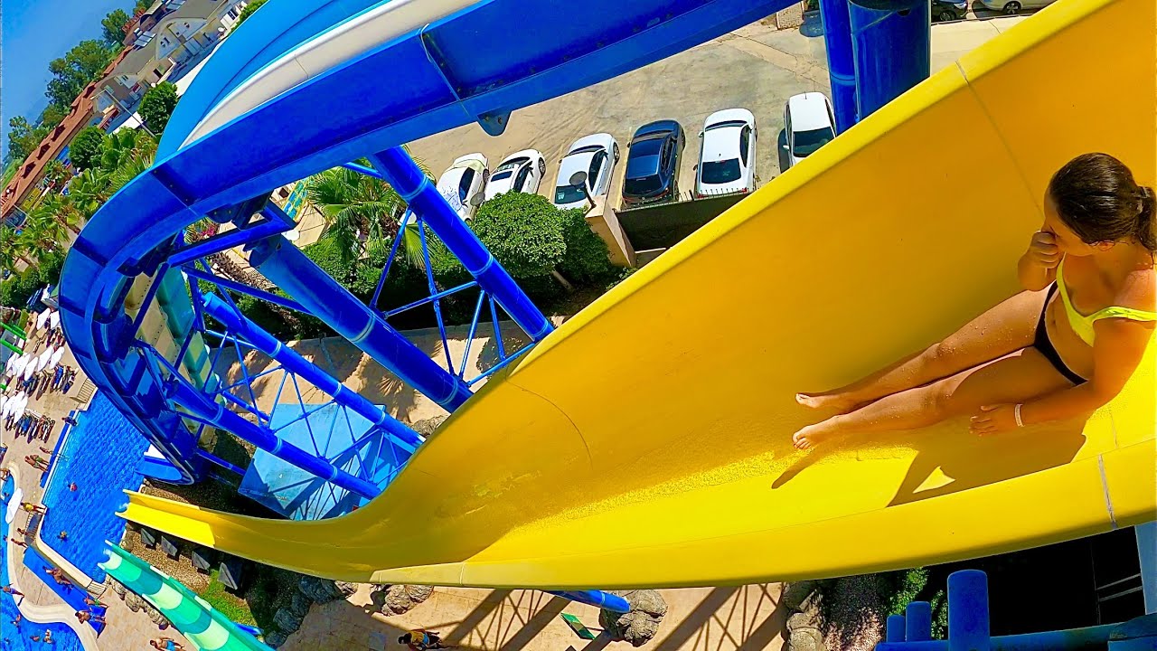Yellow Kamikaze Water Slide at Crystal Waterworld Resort - YouTube