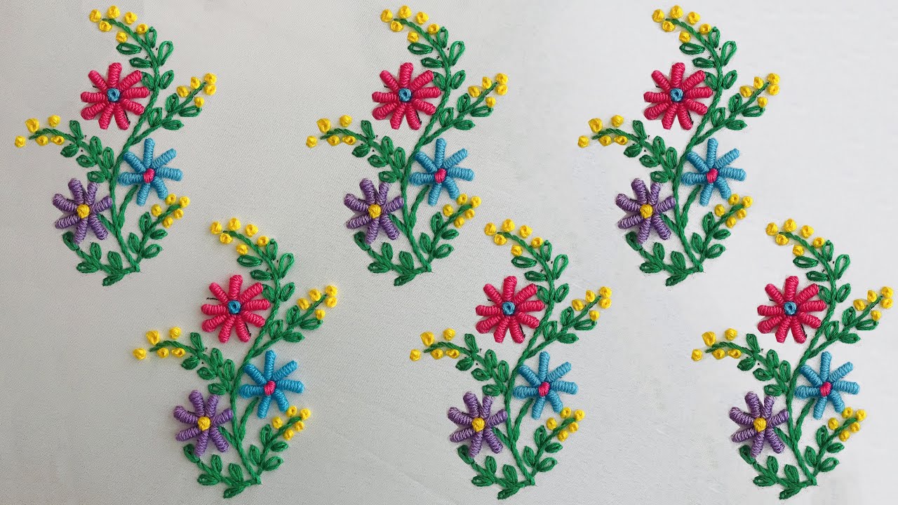 Hand Embroidery: Beautiful Small Flower Embroidery For All Over ...