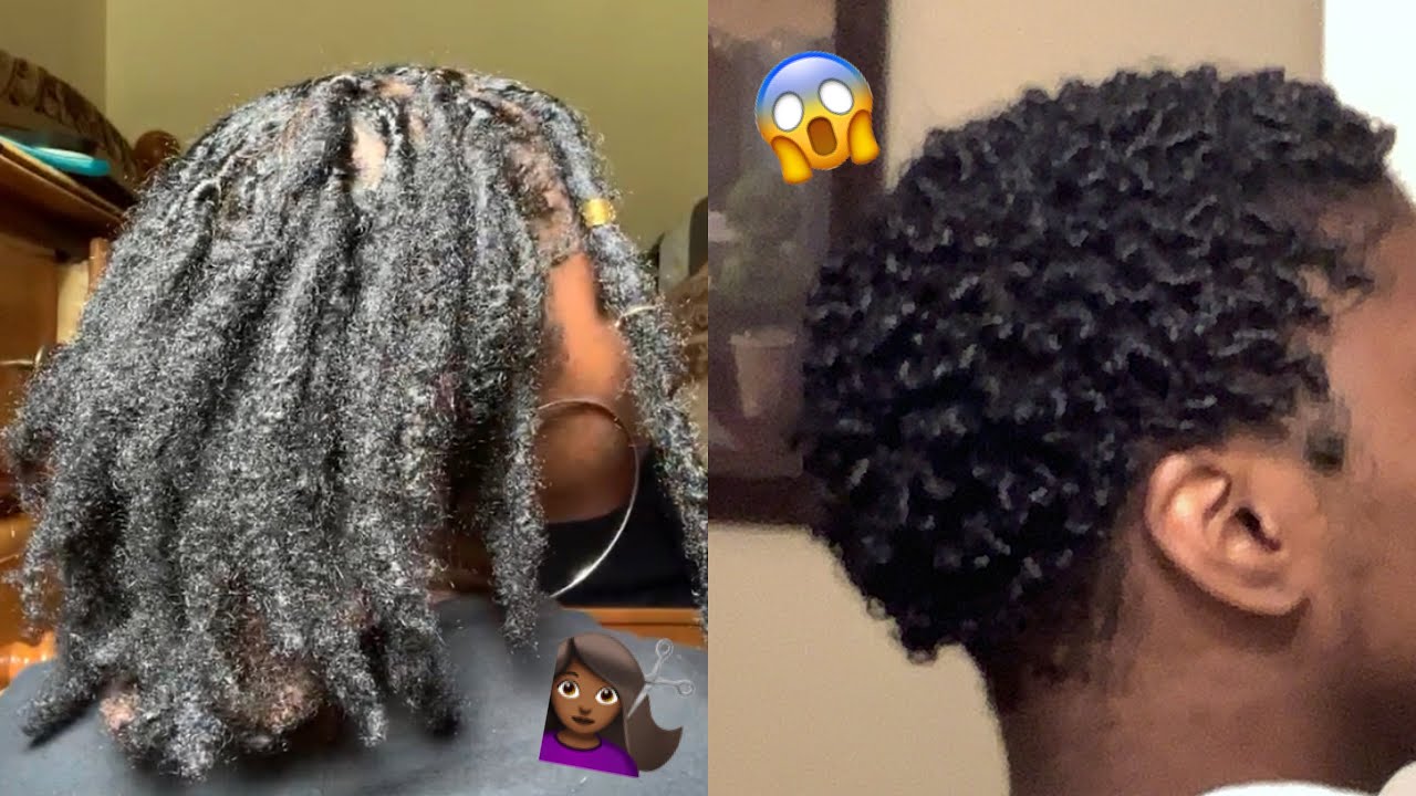 cutting my year old locs... - YouTube