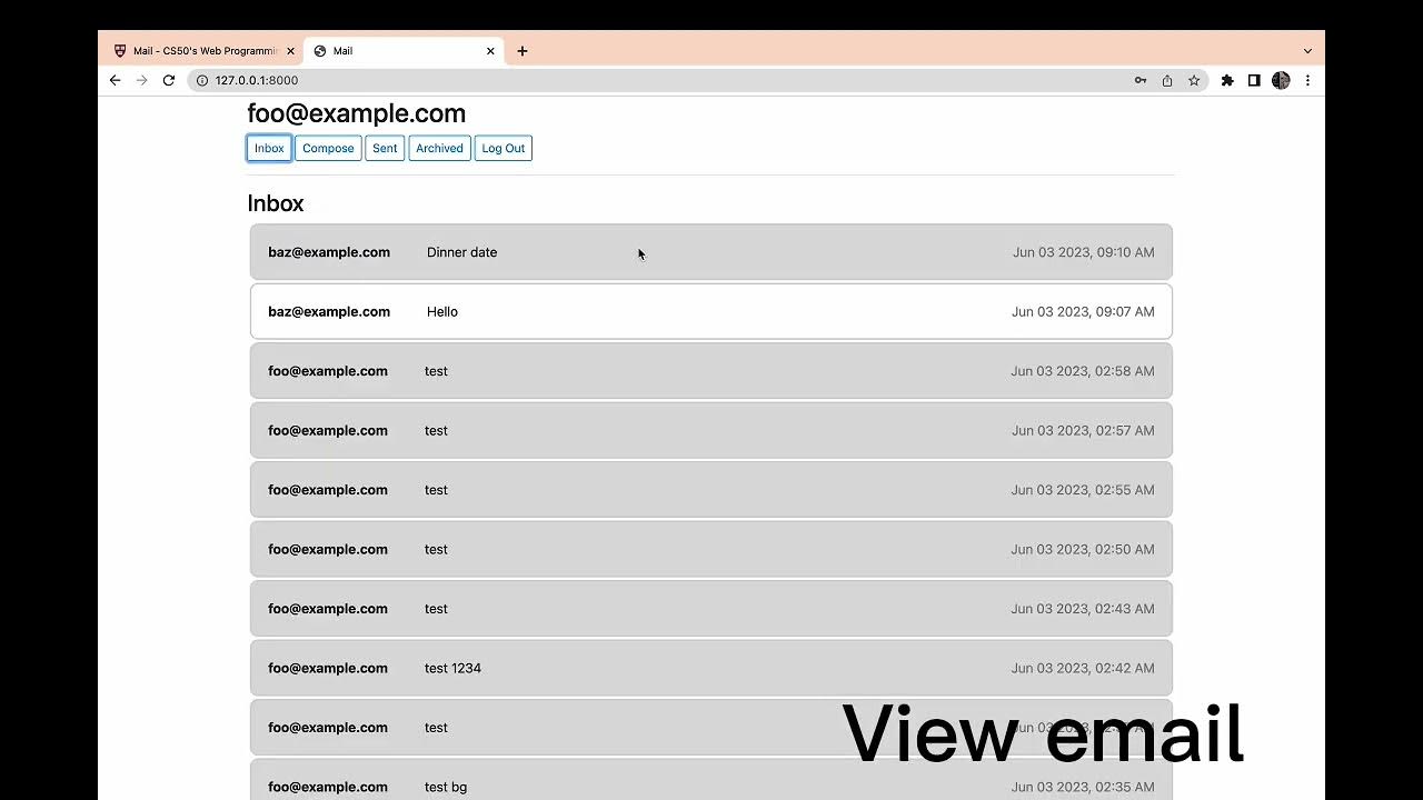 Cs50w Project 3 Mail Youtube