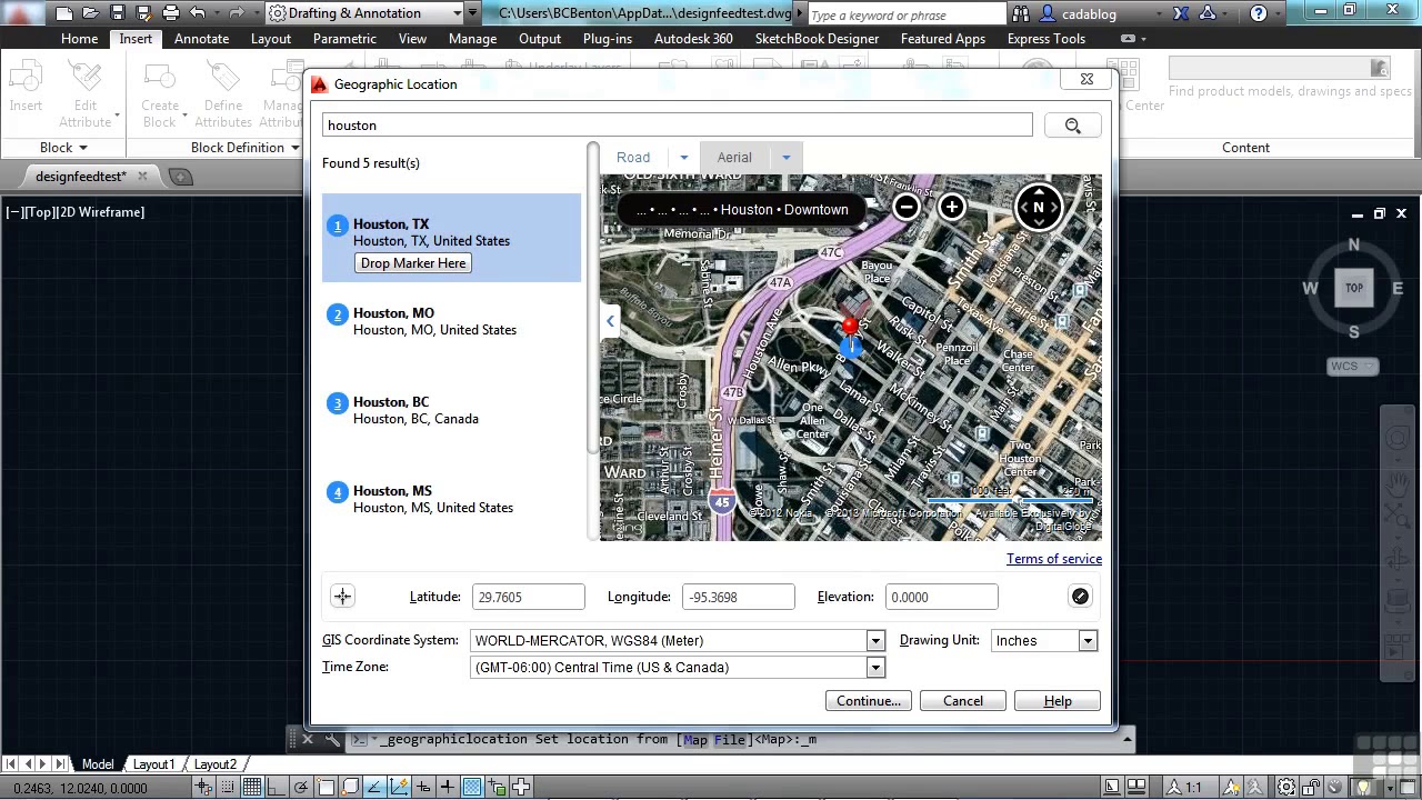 AutoCAD Training 0205 Geographic Location Your Location And A Map From ...