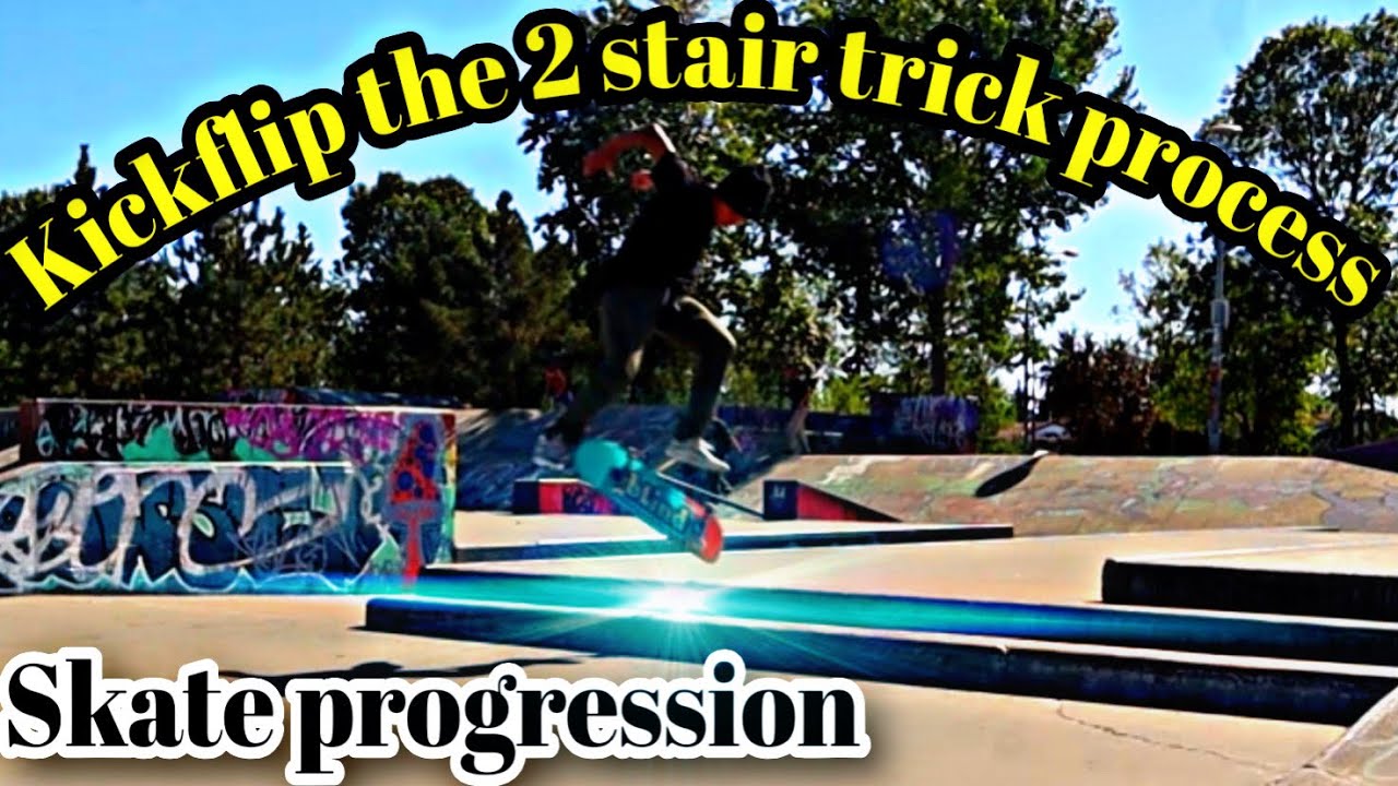 kickflip the 2 stair trick process - YouTube