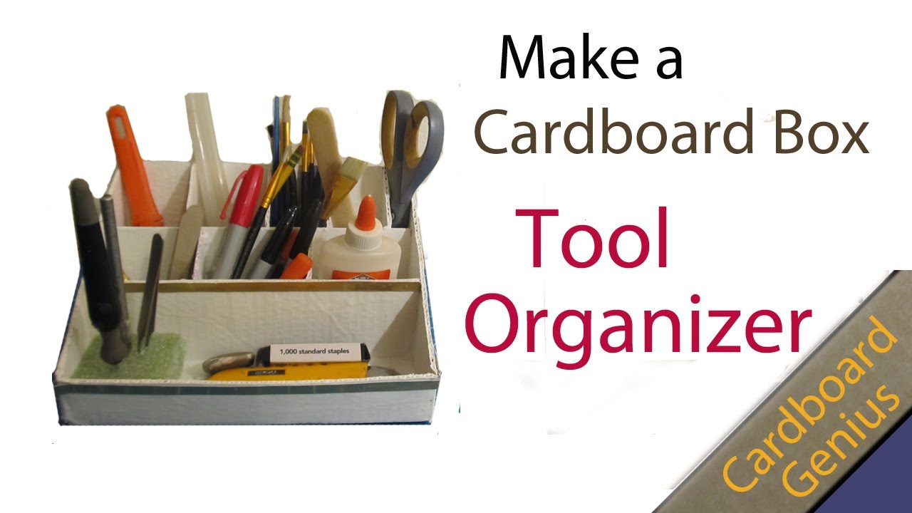 Make a cardboard box arts and crafts tool organizer - YouTube