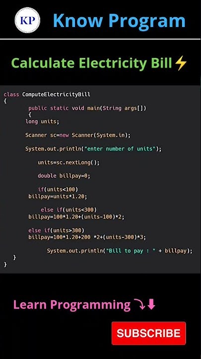 Calculate Electricity Bill Using Java 📝 Shorts Java Knowprogram Youtube 