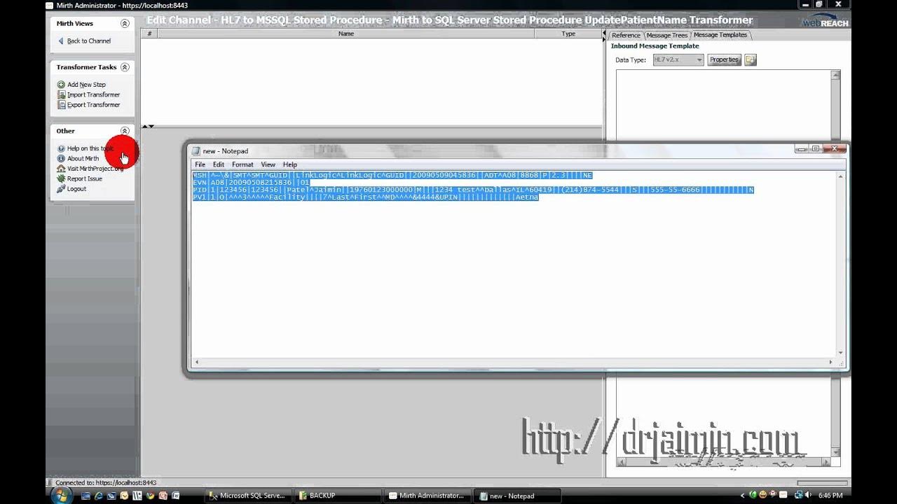 Mirth Tutorial-Designing Mirth Destination for MSSQL Stored Procedure.wmv - YouTube