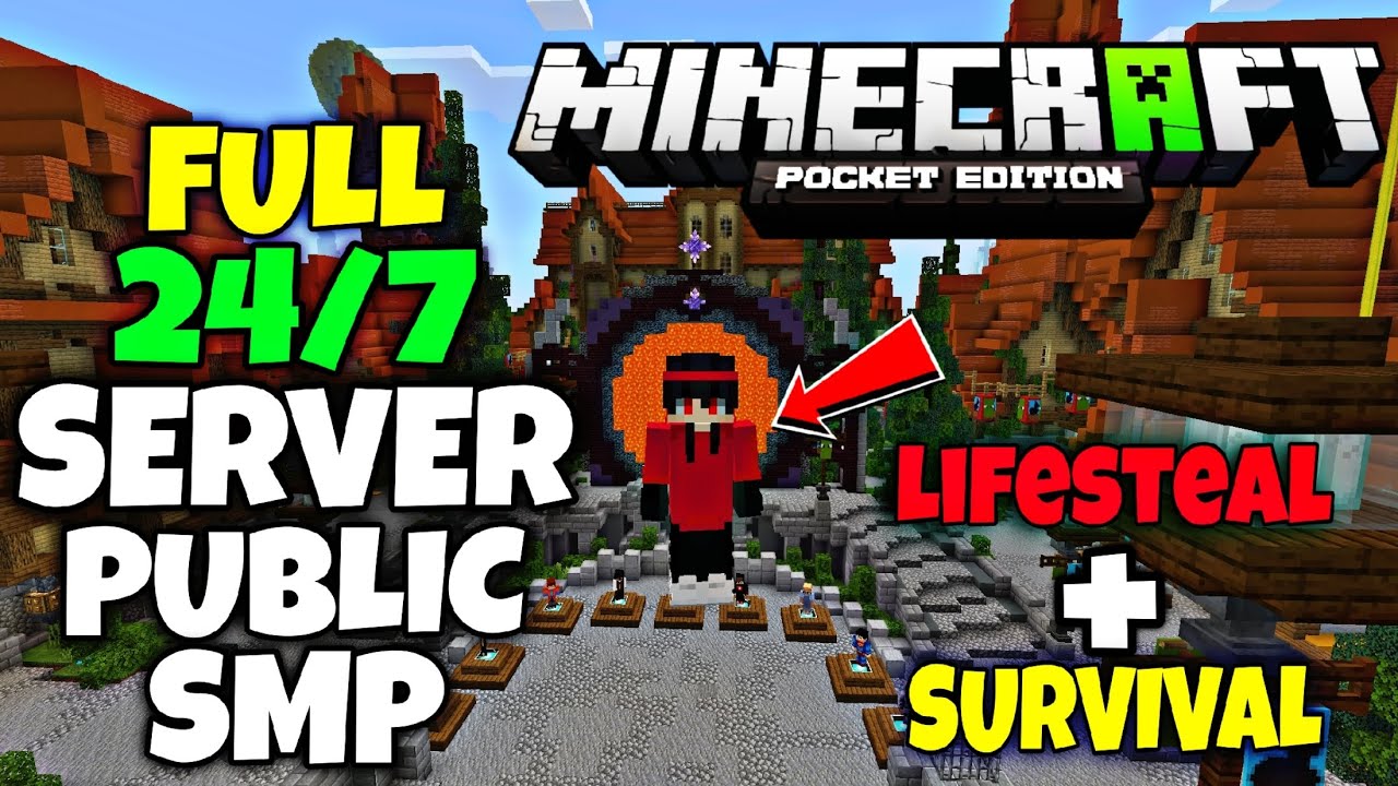 full new 24/7 smp server mcpe 🥇 1.20+ Lifesteal Smp java + mcpe 24/7 💝 ...