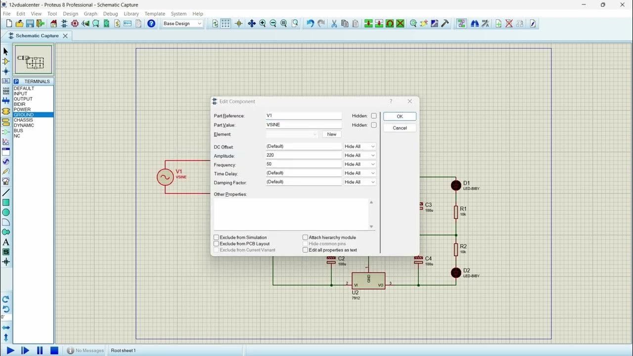 Proteus Tutorial: Creating a 12V Dual Power Supply Simulation with Center-Tapped Transformer ...