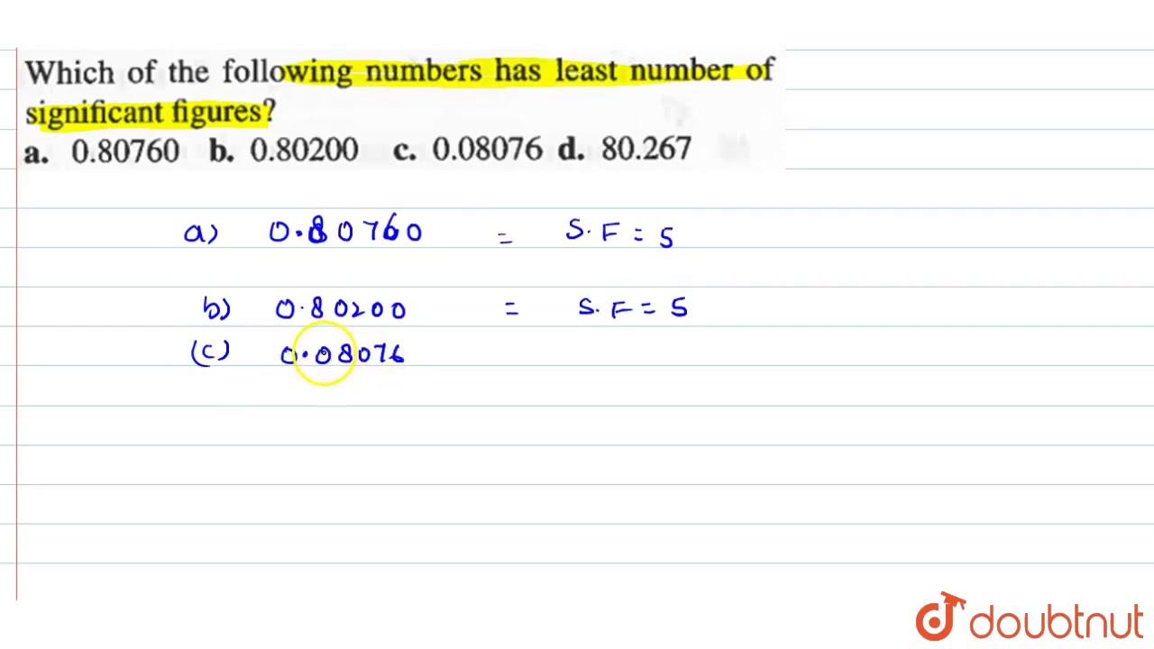 Which Of The Following Numbers Has Least Number Of Significant Figures Which Of The Following Numbers Has Least Number Of Significant Figures