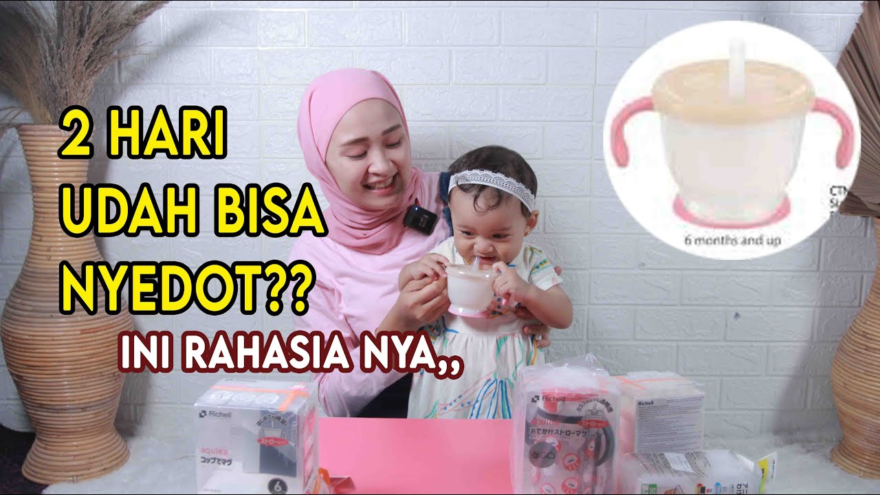 Review RICHELL STRAW TRAINING MUG | Cuma 2 Hari Baby Langsung Bisa MInum Pakai Sedotan??! - YouTube