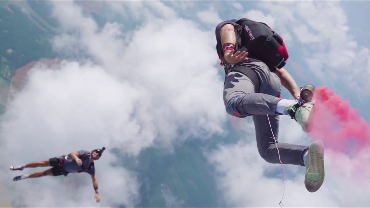 Cinematic Camera Slow Motion Skydive (Red Smoke) - YouTube