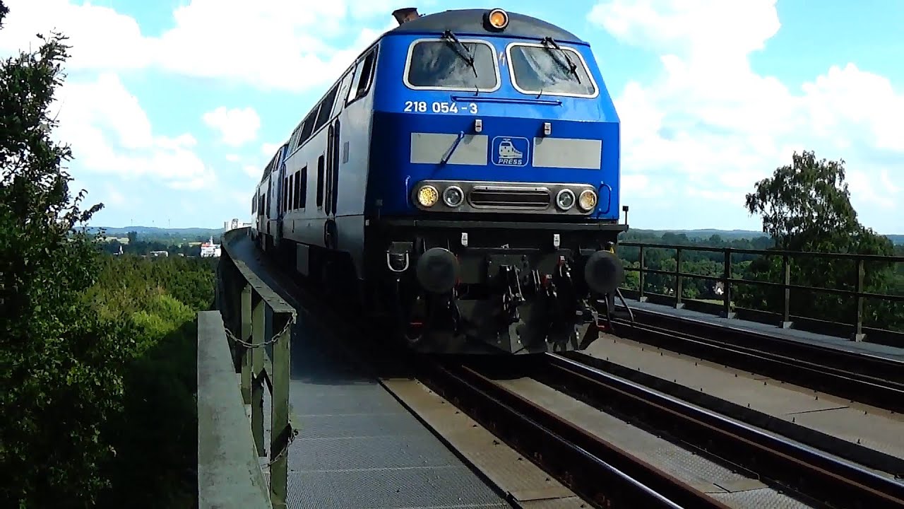 Diesel - Lokomotiven BR 218 Doppeltraktion mit IC. Double header diesel ...