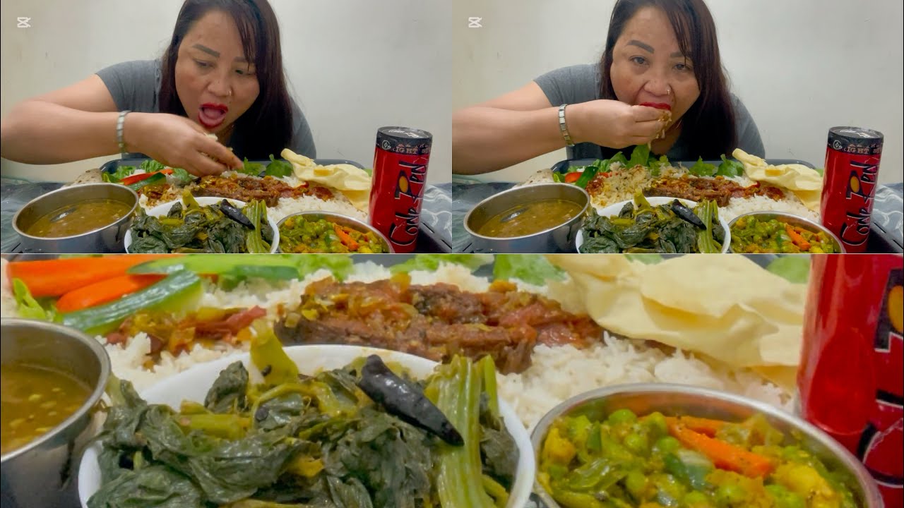 AAJAKO MERO MUKBANG MUTTON CURRY WITH RAYO KO SAGE 🤪🤗@Gunarai5390🥵 ...