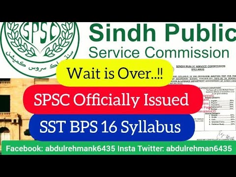 SPSC Official SST bps 16 syllabus - SPSC secondary school teacher ...