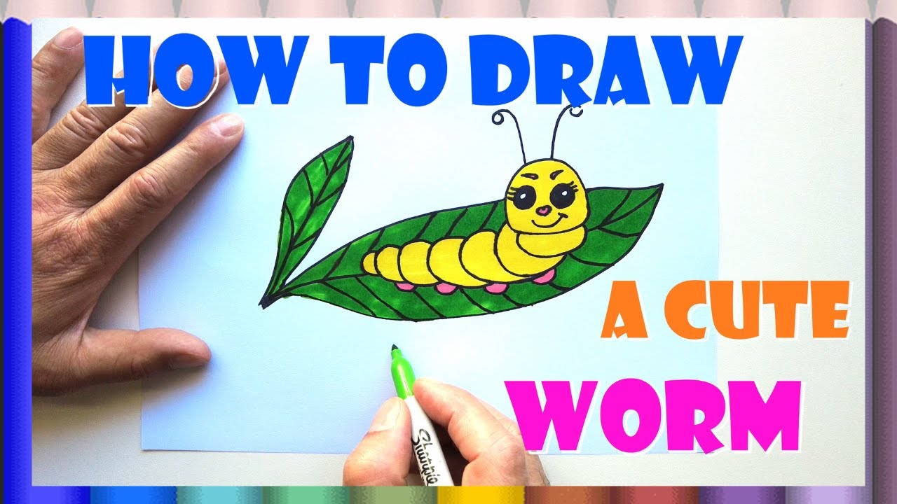 How to draw a Worm cute & easy way for kids🐛 - YouTube