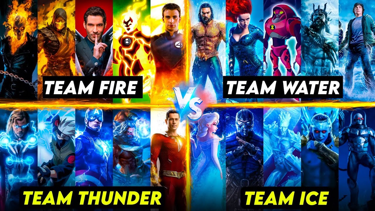 Team Fire Vs Team Water Vs Team Thunder Vs Team Ice : Superheroes who ...