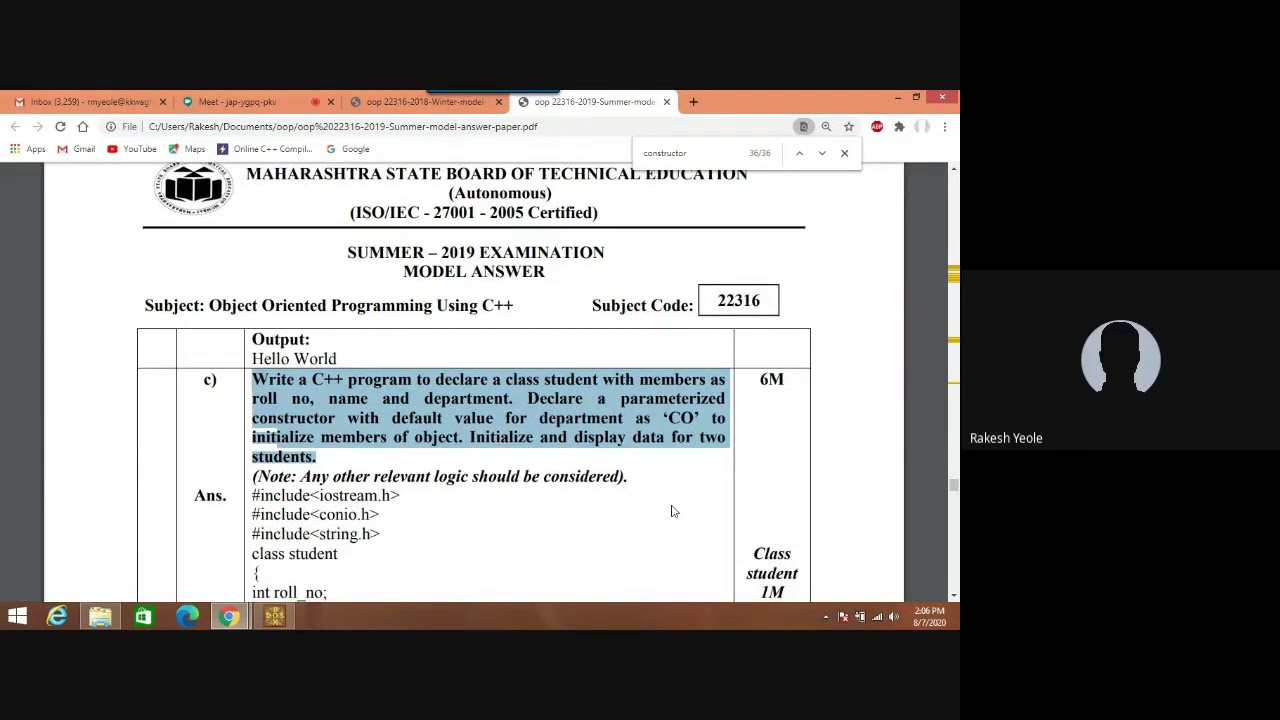 Parameterized Constructor In C Youtube 0369