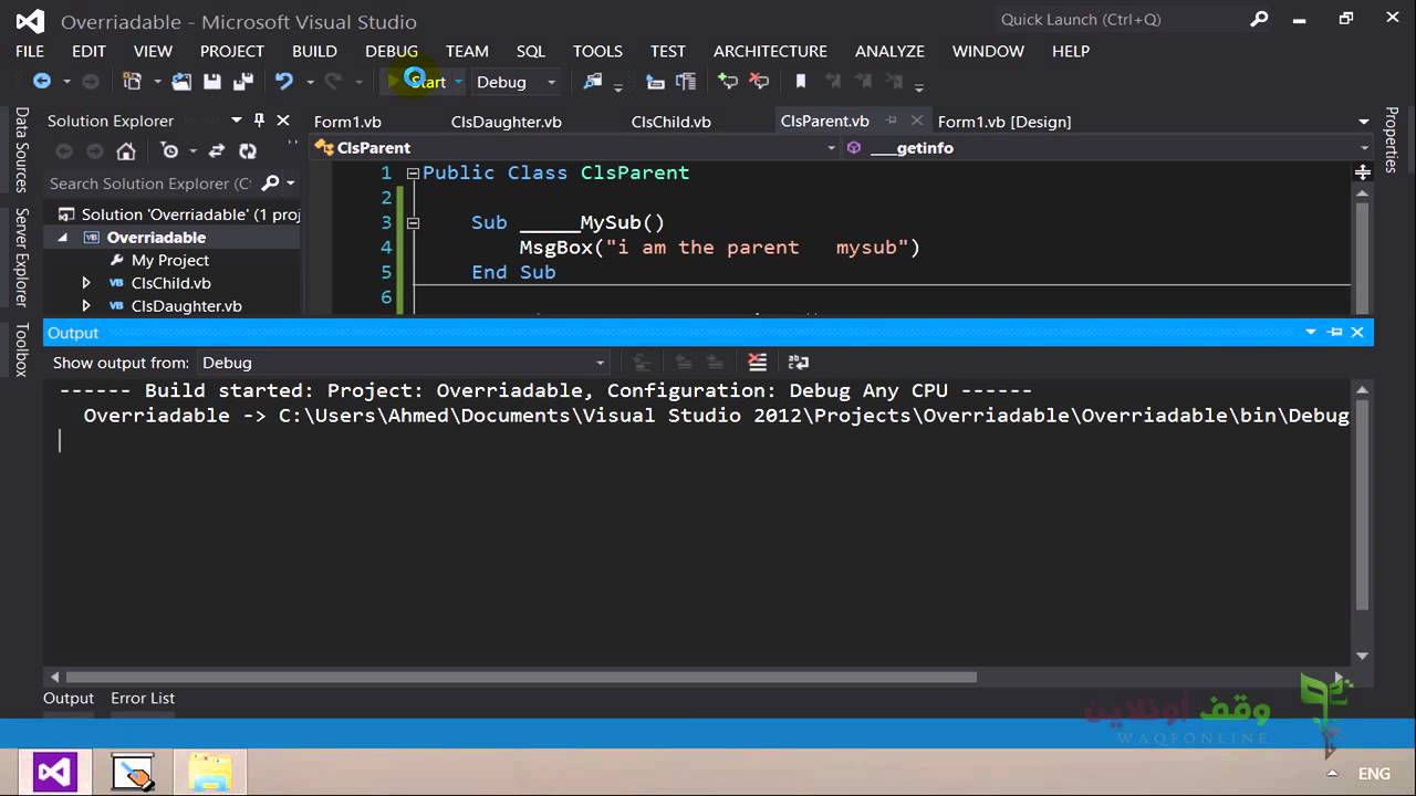 Vb 2012 176 Overridable Methods الوظائف القابلة للاجتياز Youtube 9527