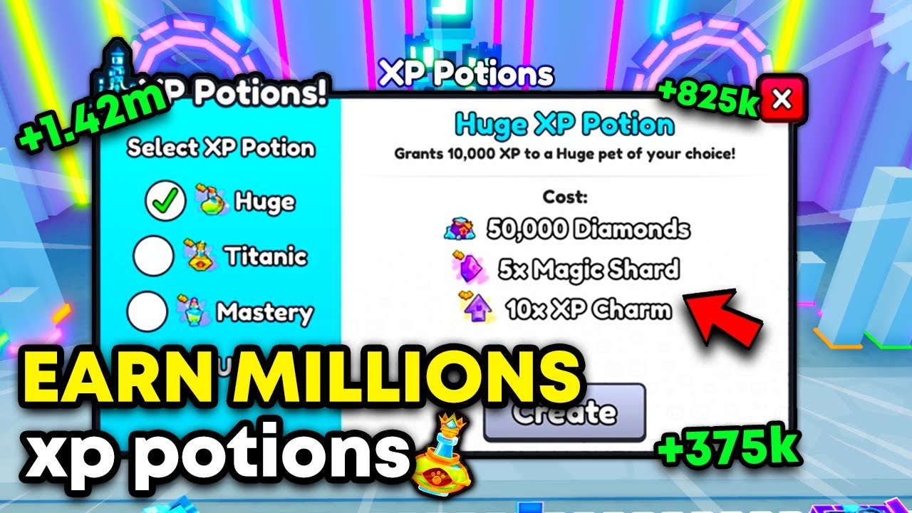 How to Earn MILLIONS OF DIAMONDS From XP POTIONS In Pet Simulator 99 ...