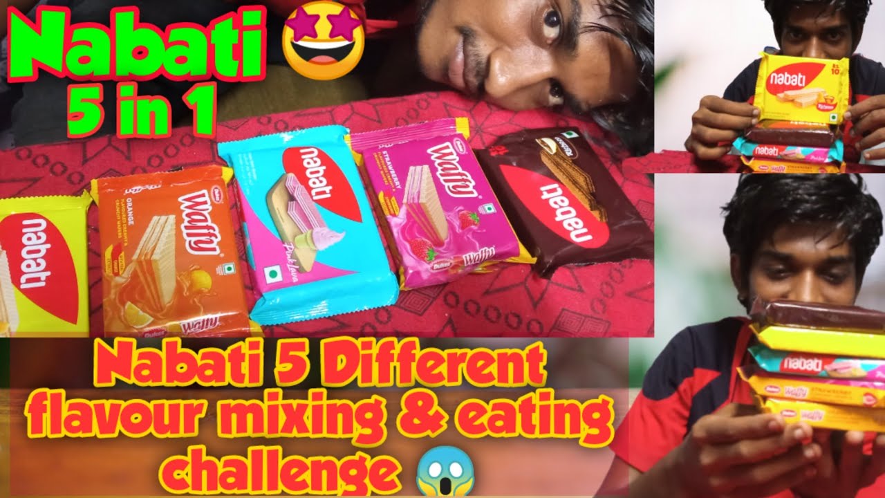 Nabati 5 different flavours mixing & eating challenge 😱 | nabati 5 ...