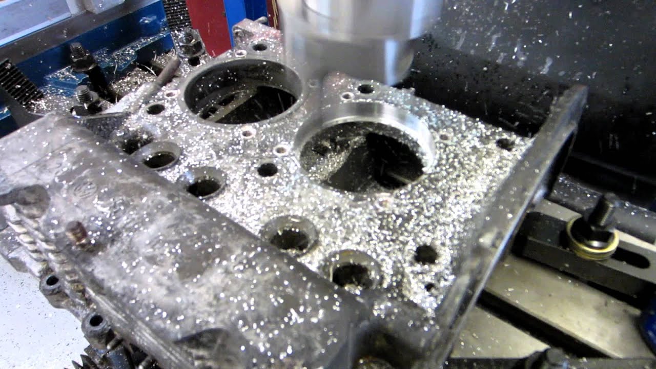 Milling a VW case for larger cylinders at Power by Krehling - YouTube