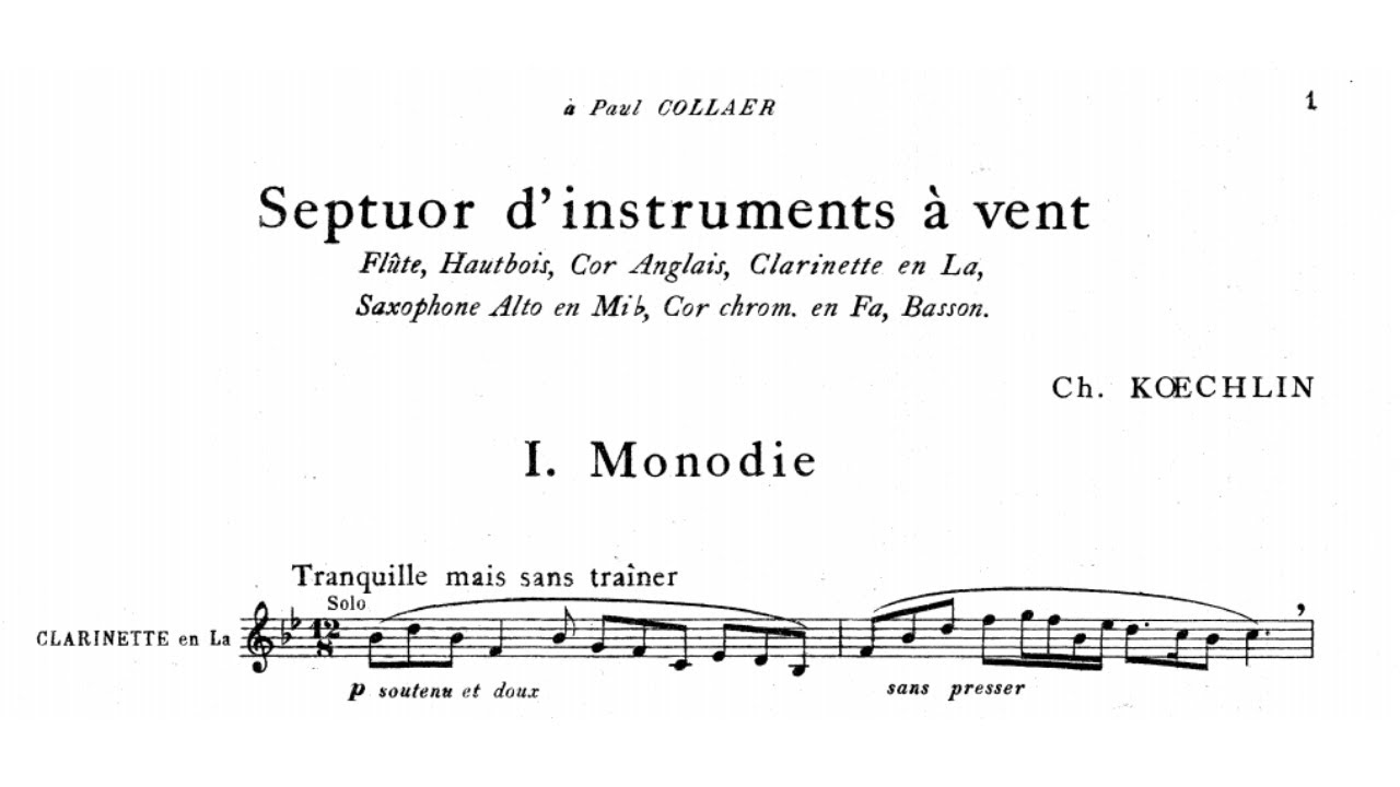 Charles Koechlin: Wind Septet, Op. 165 (1937) - YouTube