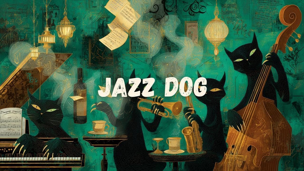 Jazzy Paws: 10-Hour Relaxing Jazz Night with Cartoon Dog Band 🐾🎷 - YouTube