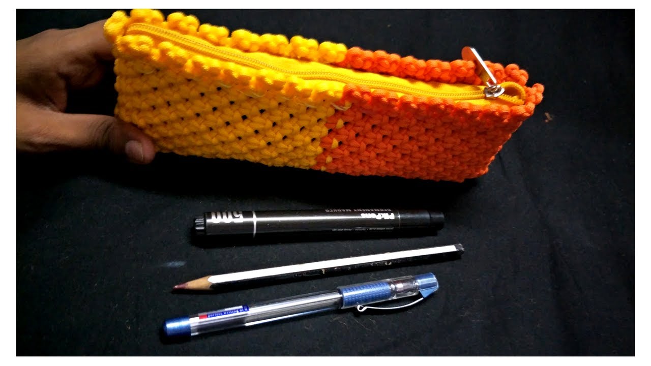 diy macrame pencil / pen pouch for school children - YouTube