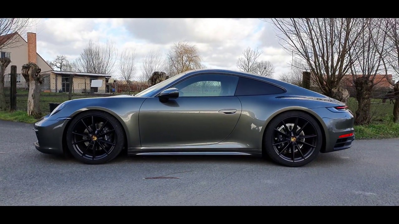 Porsche 992 lowered with H&R Sport Springs - YouTube