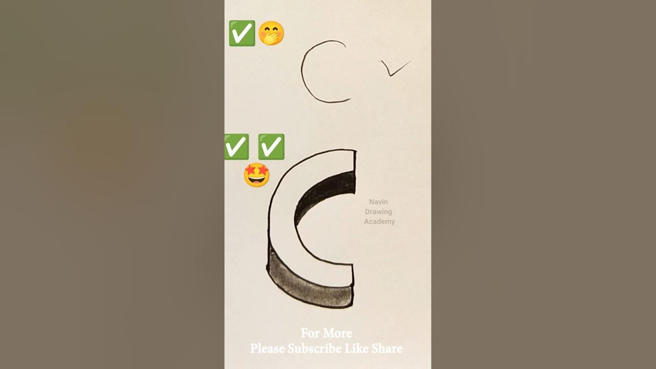 How to draw letter C in 3d step by step #3d #c #pinterest # ...