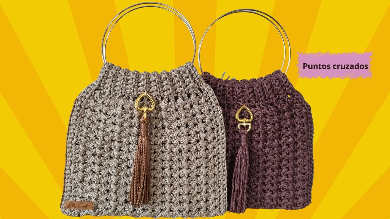 Cartera de mano a crochet, con PUNTOS CRUZADOS. Tejiendo Tendencias ...