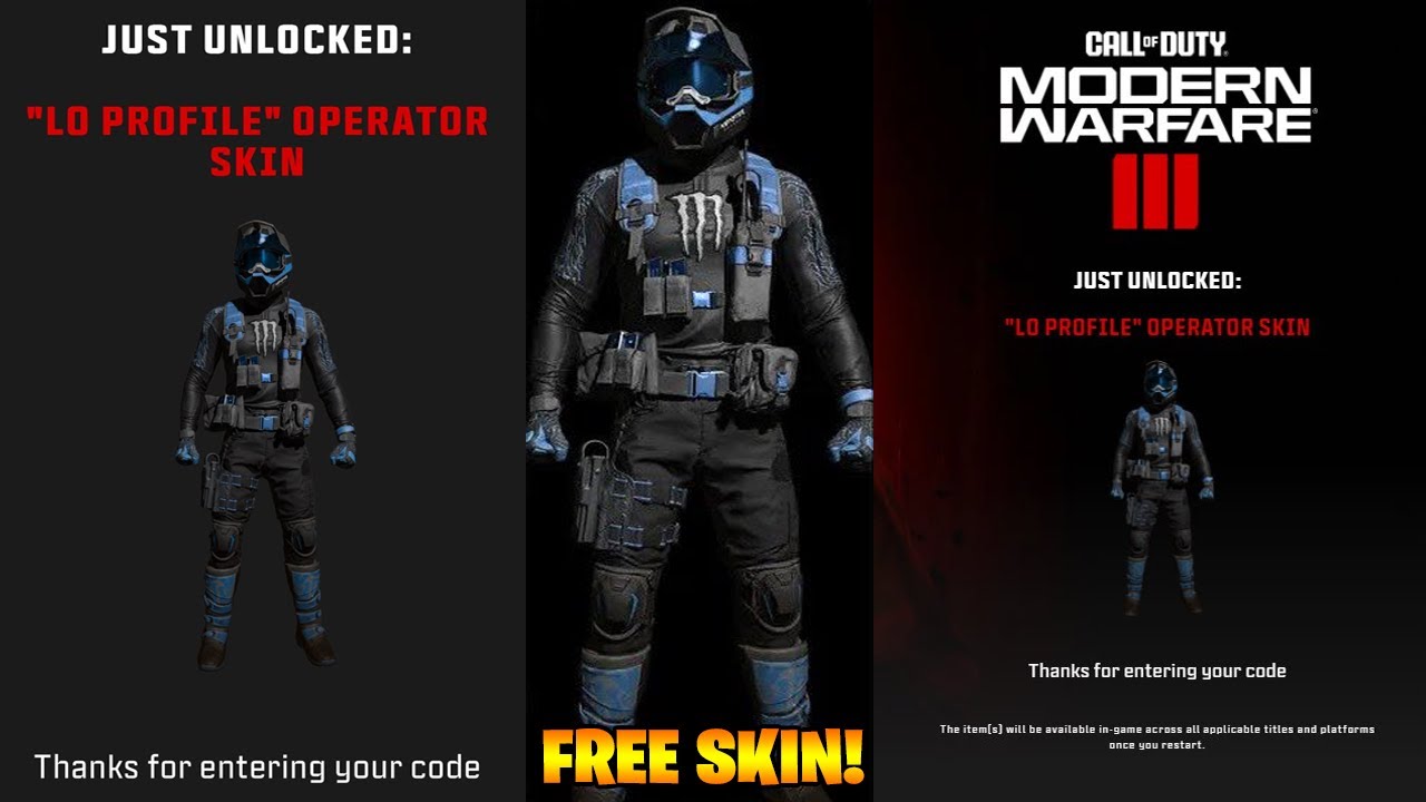 How to get the Blue Monster Energy Skin CODE FREE in Call of Duty: MW3 ...