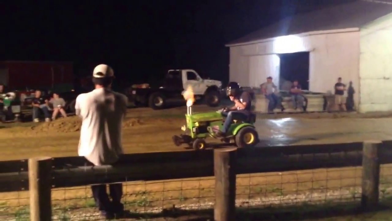 Supercharged John Deere pulling tractor on alcohol - YouTube