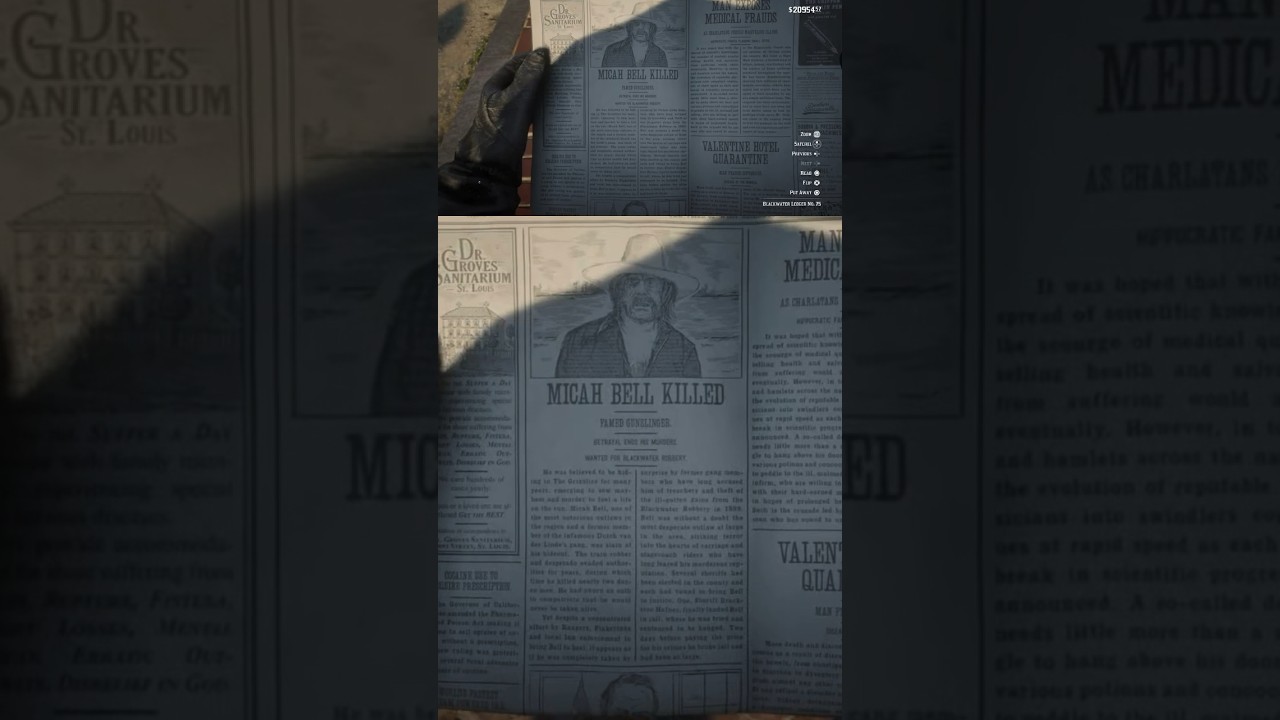 Micah Bells Death In The Papers! #rdr2 #gaming #shorts #subscribe #like ...