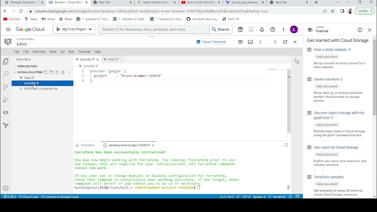 Enable API from Terraform using cloud shell in GCP #gcp #learning #terraform - YouTube