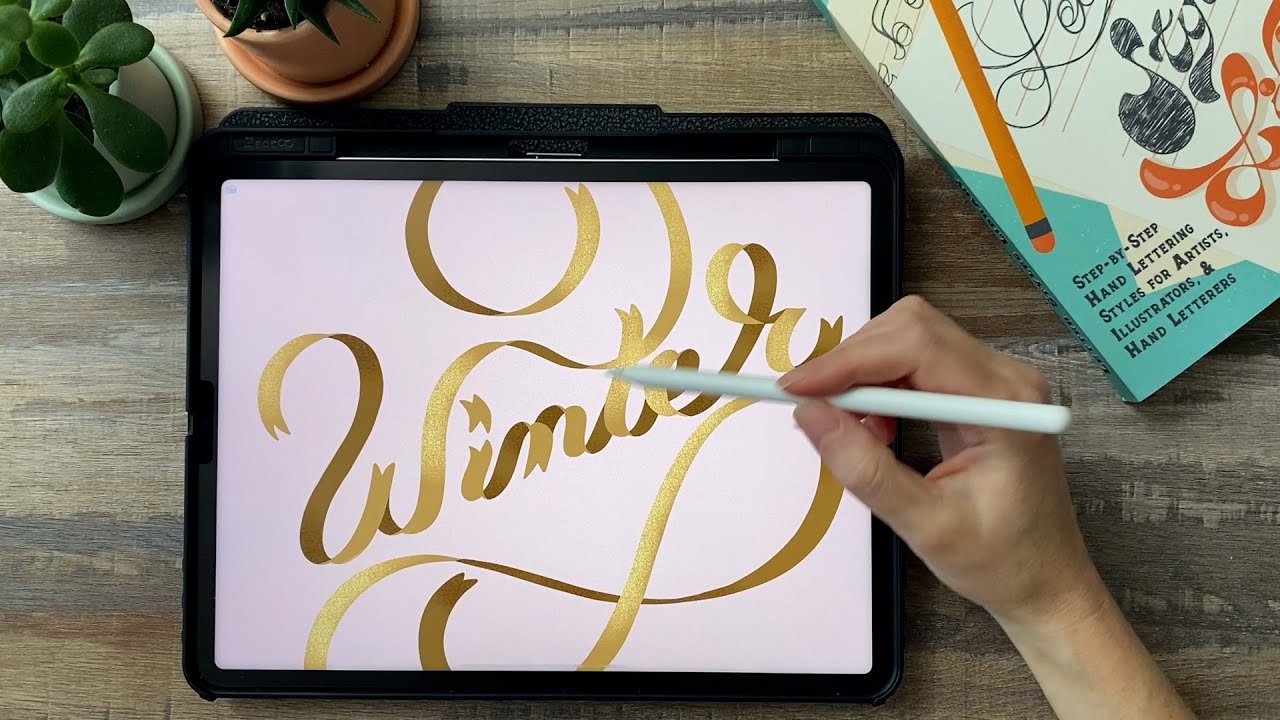 Ribbon Script Lettering in Procreate + Free Brushes - YouTube