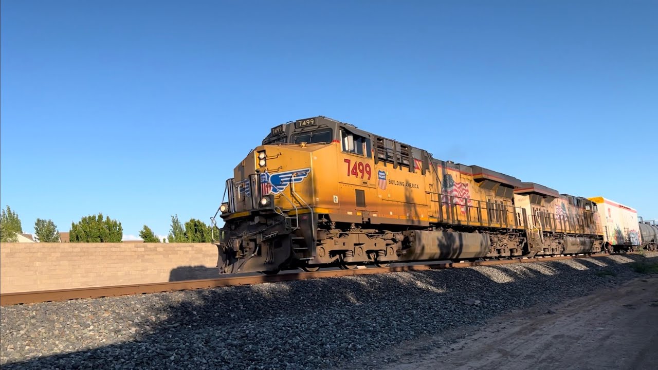 Union Pacific 7499 leading a manifest through Elk Grove - YouTube