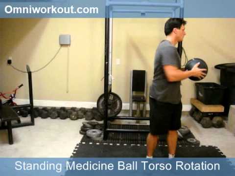 Standing Medicine Ball Torso Rotation - YouTube