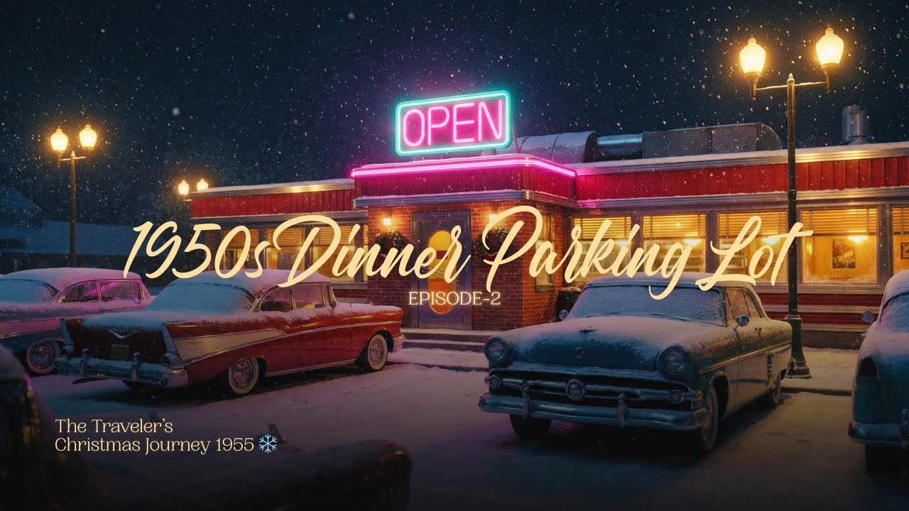 Snowy 1950s Diner Parking Lot 1955 ️ Christmas Jazz Songs - YouTube