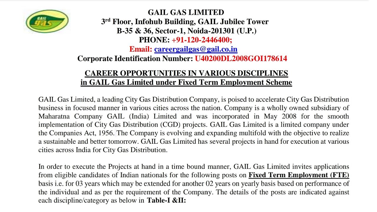 GAIL Gas Limited Recruitment 2023 | GAIL Gas Limited JE 2023 | GAIL Gas ...
