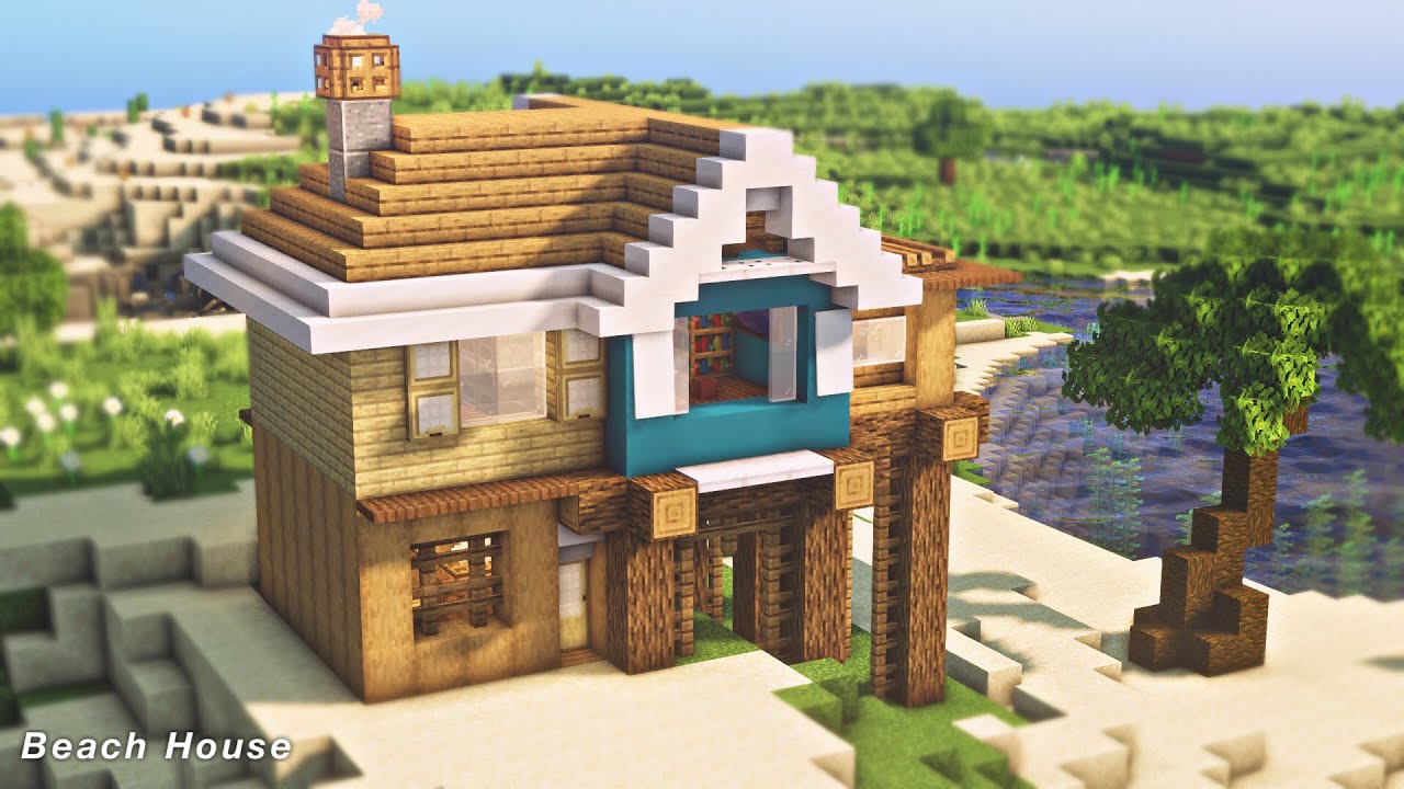 Minecraft | Aesthetic Beach House (Speedbuild) - YouTube