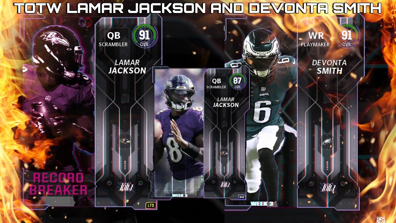 TOTW 91 OVR LAMAR JACKSON AND DEVONTA SMITH | MADDEN 23 ULTIMATE TEAM ...