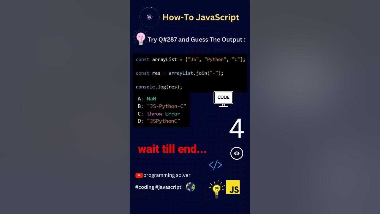 How To Code Javascript Q 287 Try Solve And Guess The Output Shorts Coding Programming
