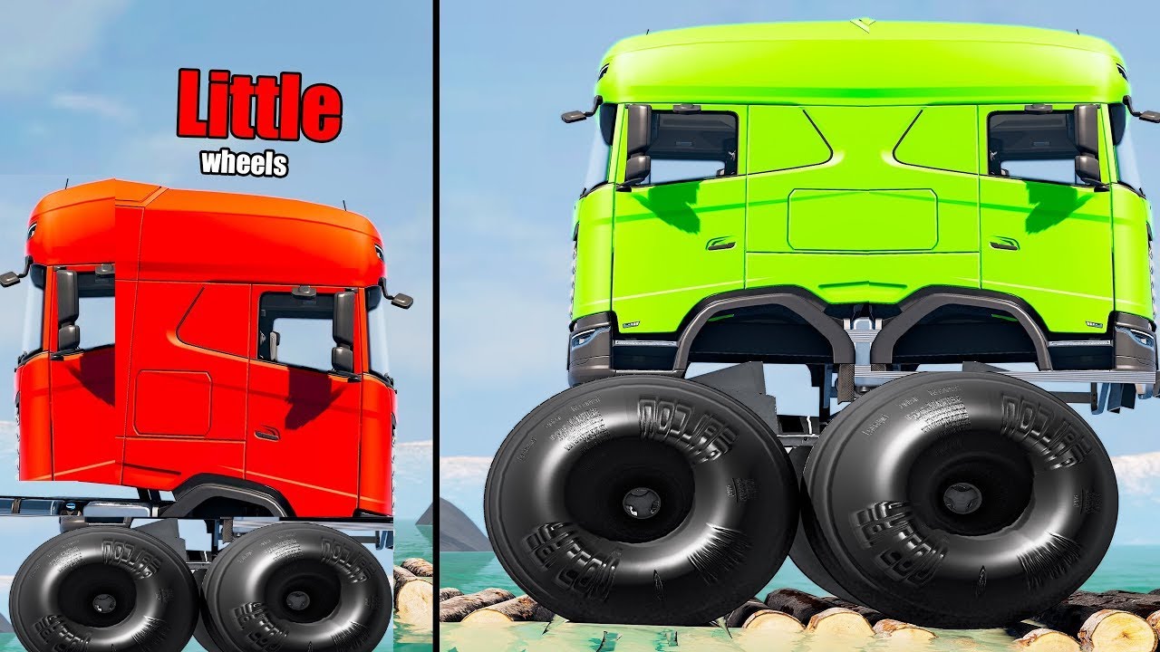 💥 Large vs Little Wheels 💥 CATNAP React to Beamng drive - YouTube