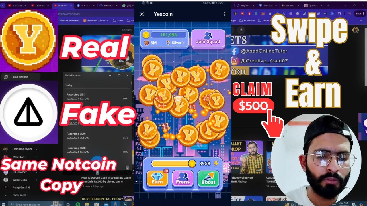 Real Yescoin Llke Notecoin | New Telegram Bot Airdrop | Tap Screan Bot ...