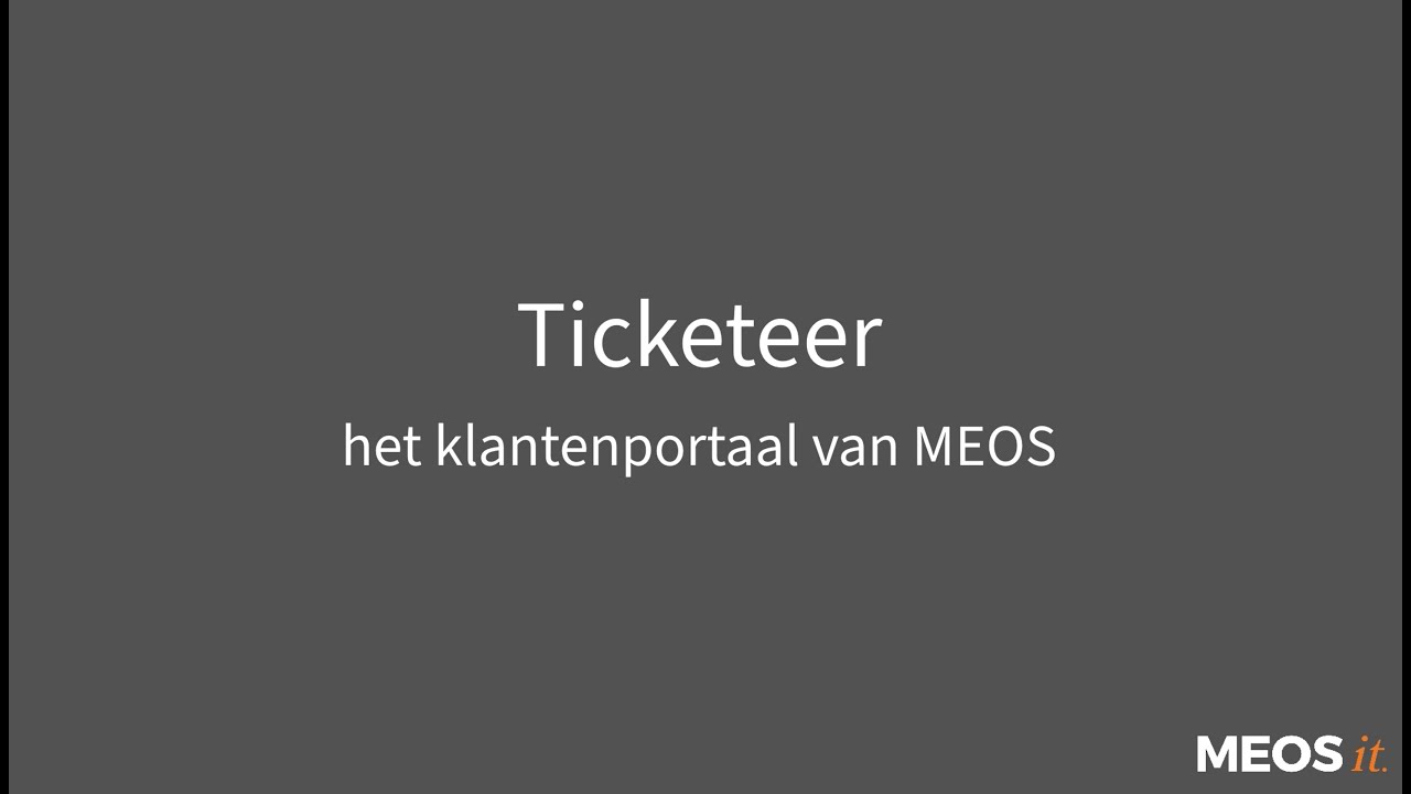 Ticketeer - het klantenportaal van MEOS - YouTube