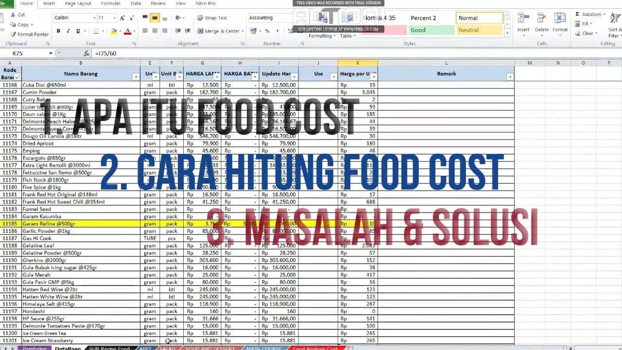 Cara hitung Food costing Part 1 - YouTube