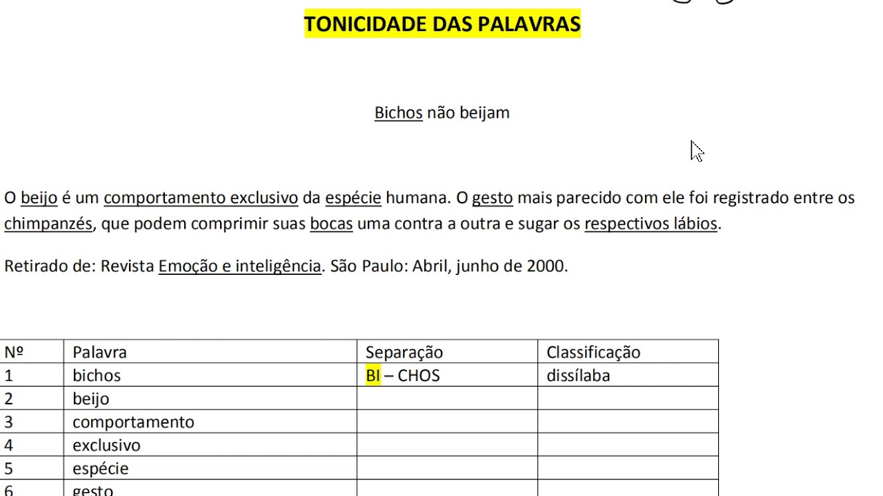 Tonicidade das Palavras - parte 1 - YouTube