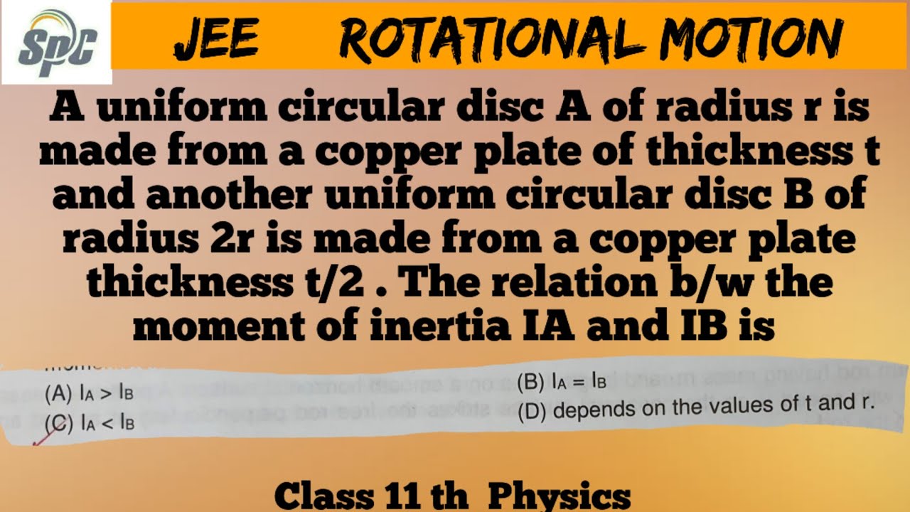 A uniform circular disc A of radius r is made from a copper plate of ...