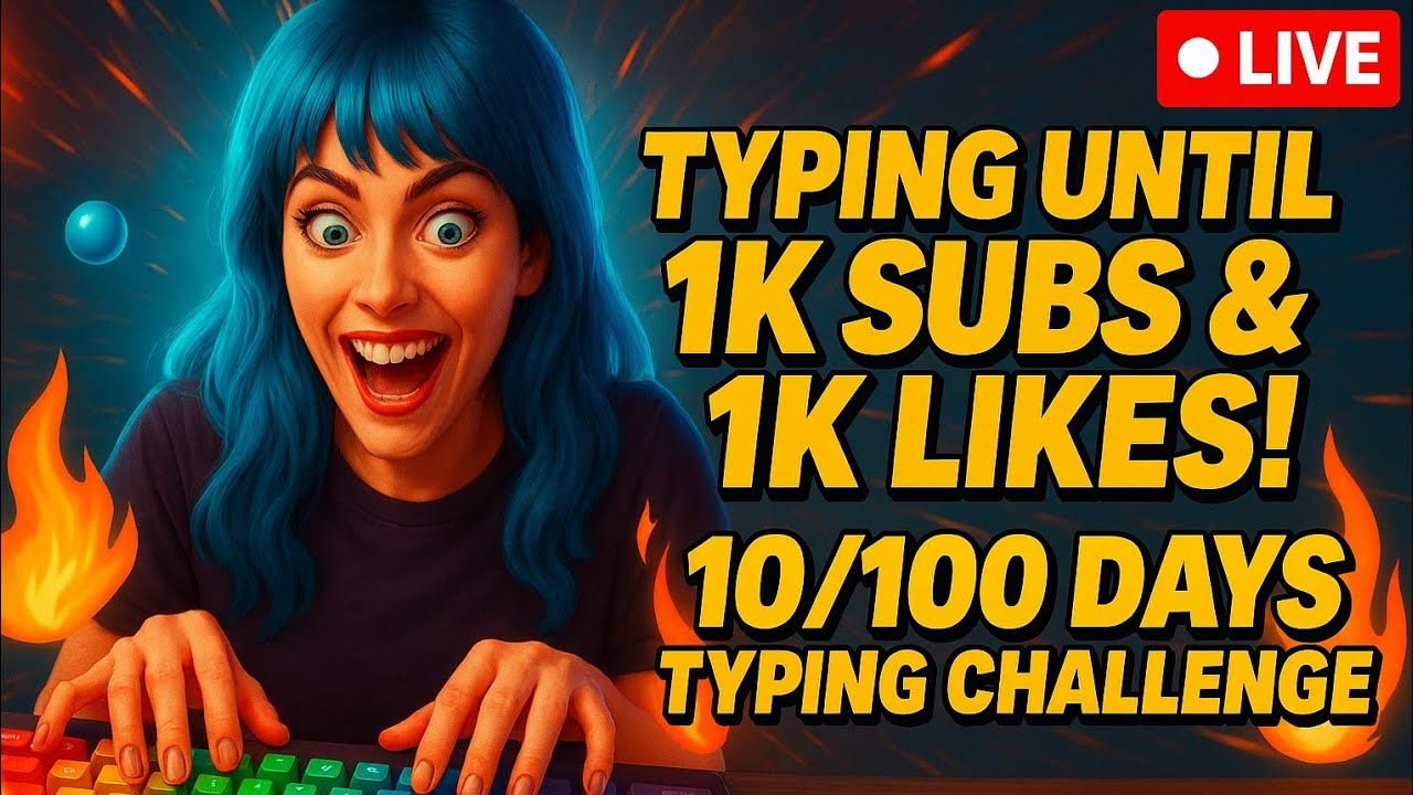 🔥 Typing Nonstop Until 1K SUBS & 1K LIKES – Day 10/100 Challenge! 💻🔥🔴🔴🔴 ...