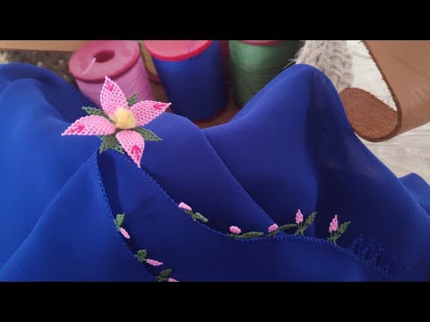 52./3 BOYUTLU ÇOK ZARİF BİR #iğneoyasi  #çiçek MODELİ #needlelace #handmadevideo #saks mavisi